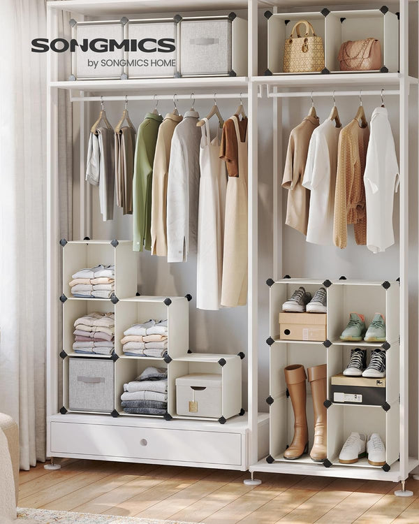 SONGMICS - Modular Wardrobe, 16 Cube Wardrobe, Modular Shoe Rack, Stac ...
