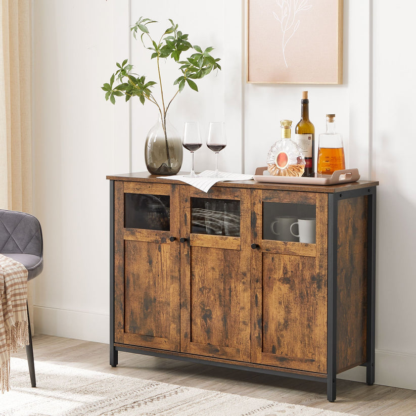 VASAGLE - Sideboard, Buffet Table, Storage Cabinet with Glass Doors, D ...